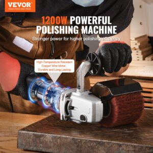 VEVOR Burnishing Polishing Machine, 1200W 6 Variable Speed Surface Conditioning Tool, Handheld Electric Metal Burnishing Machine with 4 Fiber Polishing Wheels for Stainless Steel, Non-Ferrous Metals