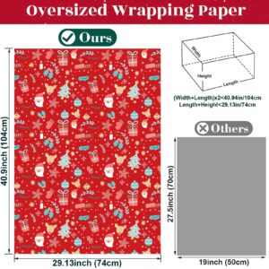 EverMerry Christmas Wrapping Paper Set, Neutral Wrapping Paper (6 Sheets 29 in. x 41 in.) Blue, Green, Beige, Red for Packaging & Christmas & Birthday