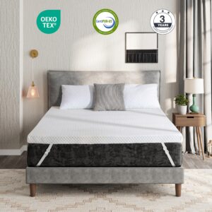 Dyonery 2 Inch Gel Memory Foam King Mattress Topper with Removable Cover, CertiPUR-US Certified, Cooling Sleep, Pressure Relief, 76"×80"×2"