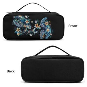 Gomyblomy Sea Turtle Stethoscope Case for Nurse and Doctors, Hibiscus Flower Carrying Case Fit for Most Stethoscopes Portable Large Stethoscope Storage Bag with Extra Pocket and Handle