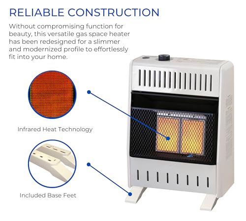 ProCom Heating Natural Gas Ventless Infrared Plaque Heater With Base Feet - 10,000 BTU, Manual Control - Model# MN100HPA-B