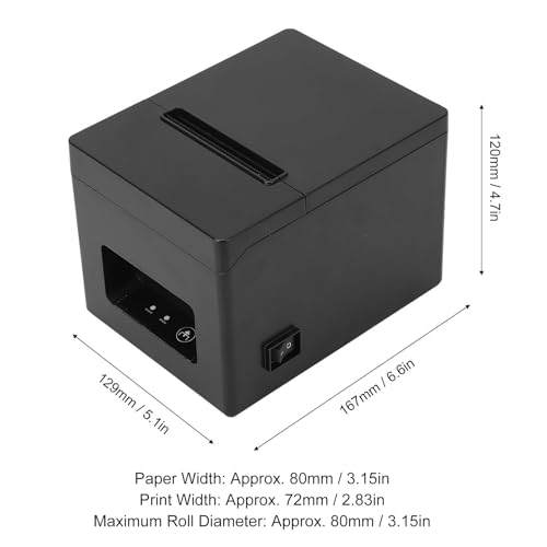 Hyuduo POS Receipt Printer High Speed Printing Auto Paper Cutting 80mm USB Thermal Receipt Printer for Restaurant Retail Store (US Plug 100‑240V)