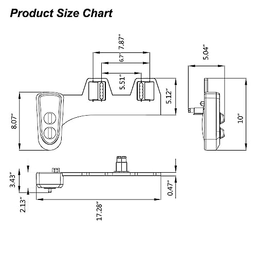 Bidet Toilet Seat Attachment, Self - Cleaning Nozzle, Dual Nozzle Adjustable Water Pressure Cold Water Toilet Bidet Nozzle Non Electric (9/16)