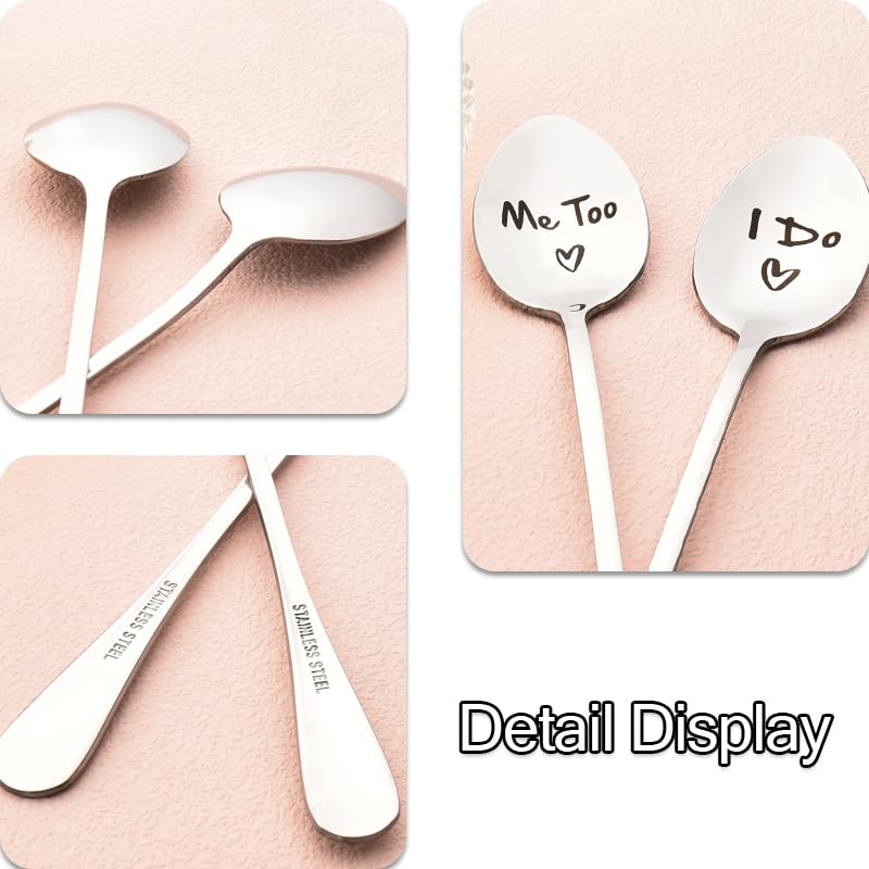 Wedding Gifts for Couples I Do Me Too Spoons for Bride Groom Wedding Engagement Gifts for Boyfriend Girlfriend Engraved Tea Coffee Spoon Birthday Anniversary Christmas Gifts for Wife Husband Couple