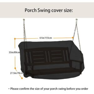 SHITOOMFE Patio Swing Cover Hanging Porch Swing Cover Waterproof Outdoor Swing Cover Patio Furniture Cover, Black, 155 * 70 cm/ 61.02 * 27.56