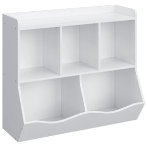 ELETHEBIA White Toy Bookcase & Bookshelf, Stylish Multi-Shelf Storage Organizer Cabinet with Cubby Spaces for Books and Toys, for Bedroom, Playroom and Hallway