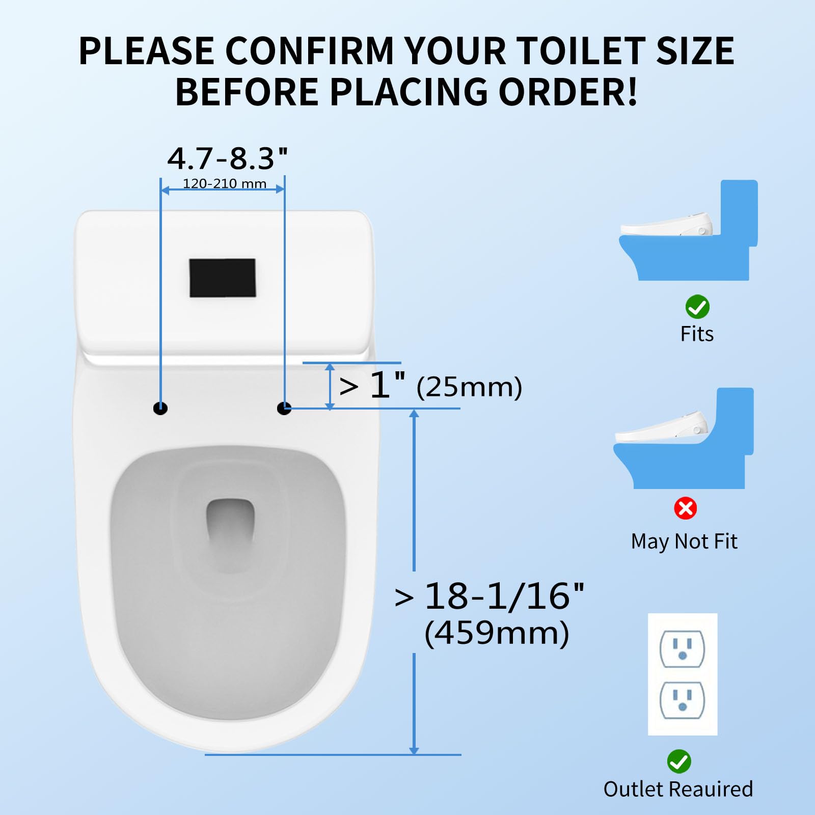 Smart Bidet Toilet Seat, Smart Unlimited Warm Water, Vortex Wash, Electronic Heated, Warm Air Dryer, Rear and Front Wash, LED Light, Need Electricity, White