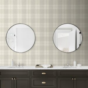 NextWall Lenox Hill Plaid Peel and Stick Wallpaper (Neutral)