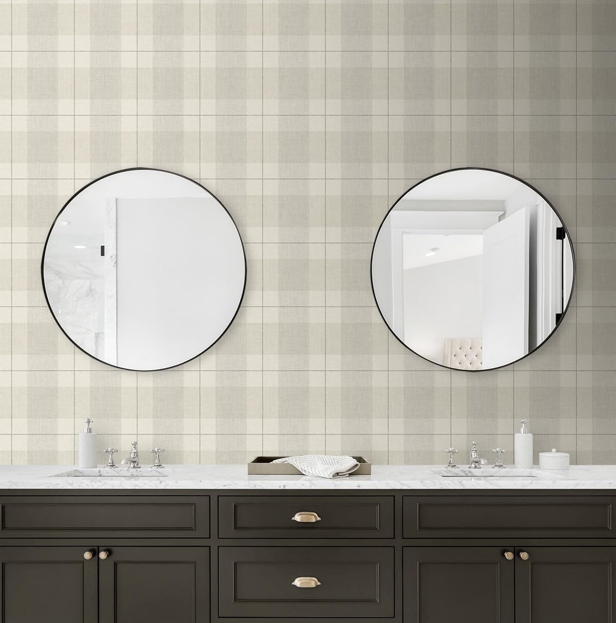 NextWall Lenox Hill Plaid Peel and Stick Wallpaper (Neutral)