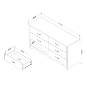 South Shore Fusion 6-Drawer Dresser, Bleached Oak