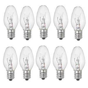 MMBGJKG Incandescent C7 E12 Base Bulbs,15 Watt Replacement Bulbs for Himalayan Salt Lamps & Baskets, Chandeliers, Scentsy & Wax Warmers, Night Lights,120V, Dimmable (10)