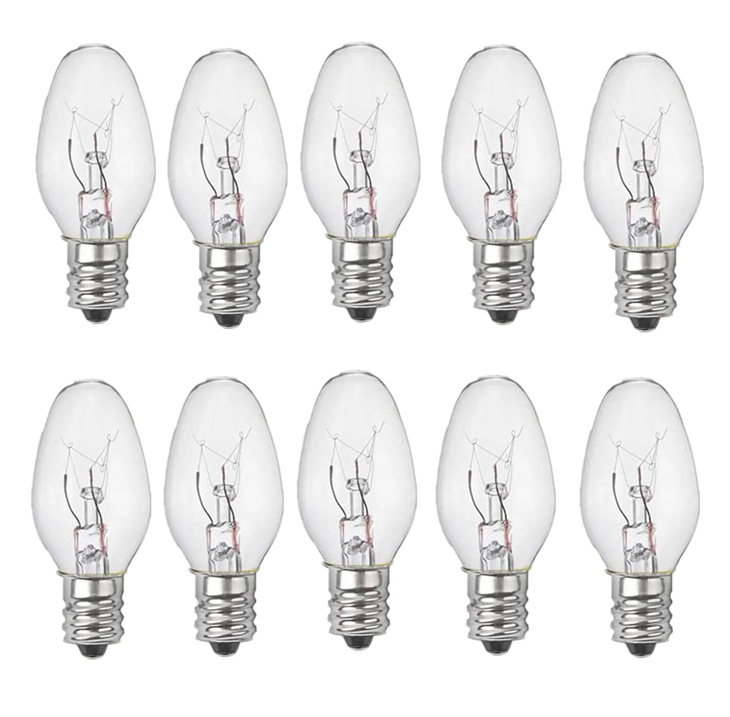 MMBGJKG Incandescent C7 E12 Base Bulbs,15 Watt Replacement Bulbs for Himalayan Salt Lamps & Baskets, Chandeliers, Scentsy & Wax Warmers, Night Lights,120V, Dimmable (10)