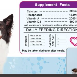 16 OZ Dog Calcium Supplement with Phosphorus & Vitamin D, Calcium Powder for Dogs Promotes Optimal Bone Development for Puppies Aged 8 Weeks and Up, No Color