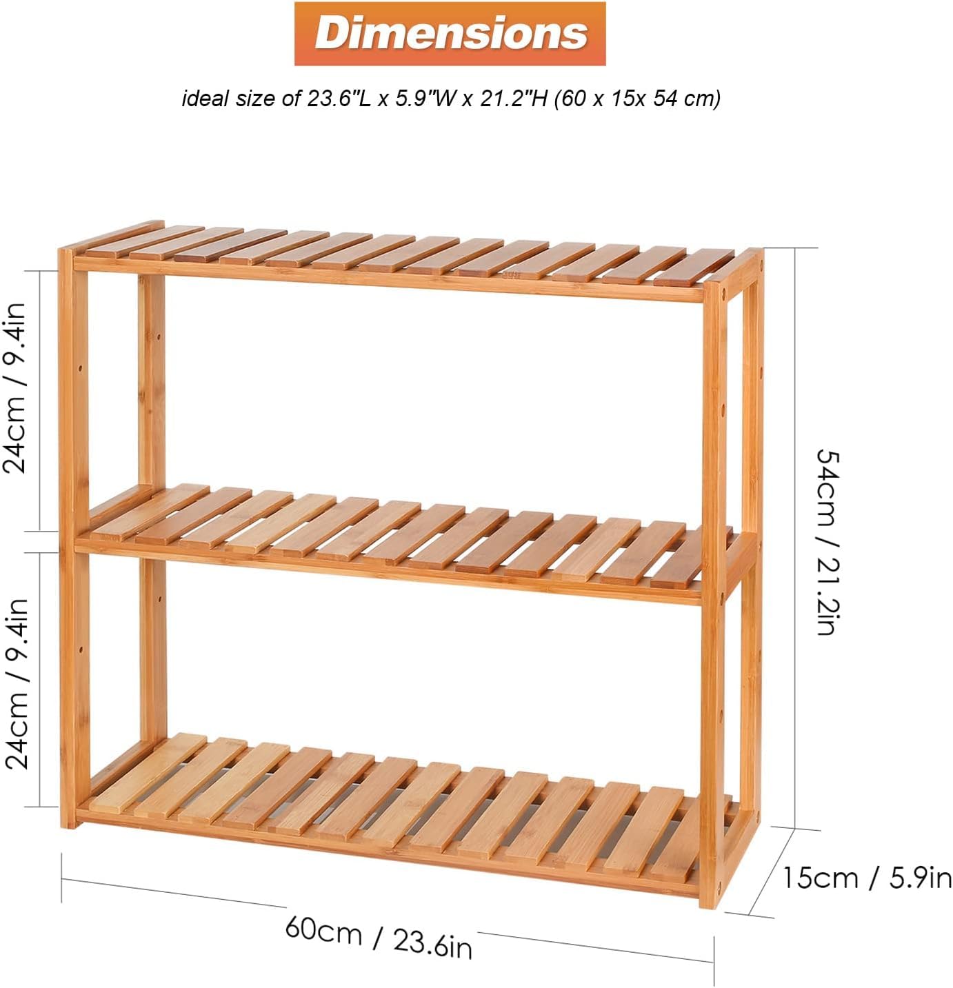 PayLessHere Bamboo Shelf 3-Tier Storage Shelves Stand Adjustable Layer Rack with Adjustable Position for Home Bathroom Kitchen Storage Shelf Rack Bathroom Towel Shelf, Natural