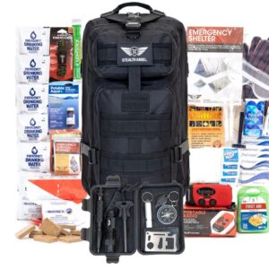 Stealth Angel 1 Person Black 72 Hour Emergency Kit - Survival Bag for Earthquakes, Hurricanes, and Other Natural Disasters