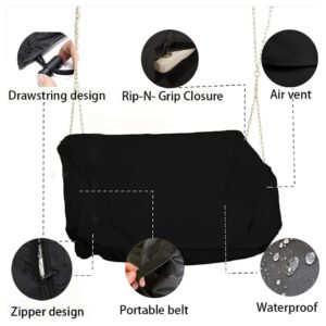 SHITOOMFE Patio Swing Cover Hanging Porch Swing Cover Waterproof Outdoor Swing Cover Patio Furniture Cover, Black, 155 * 70 cm/ 61.02 * 27.56