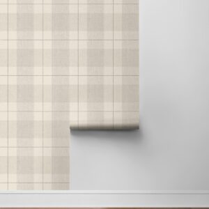 NextWall Lenox Hill Plaid Peel and Stick Wallpaper (Neutral)