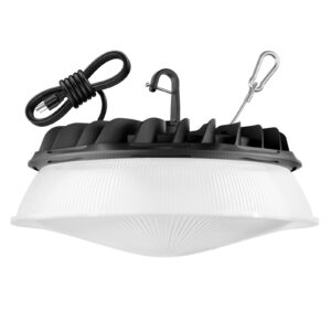 155w ufo led high bay light with reflector 22,500lm 5000k led high bay lights ac110-277v 5' cable with plug waterproof ufo lights for garage shop factory warehouse etl listed