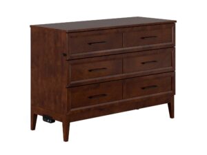 afi, sienna full murphy bed chest with built-in charger, walnut