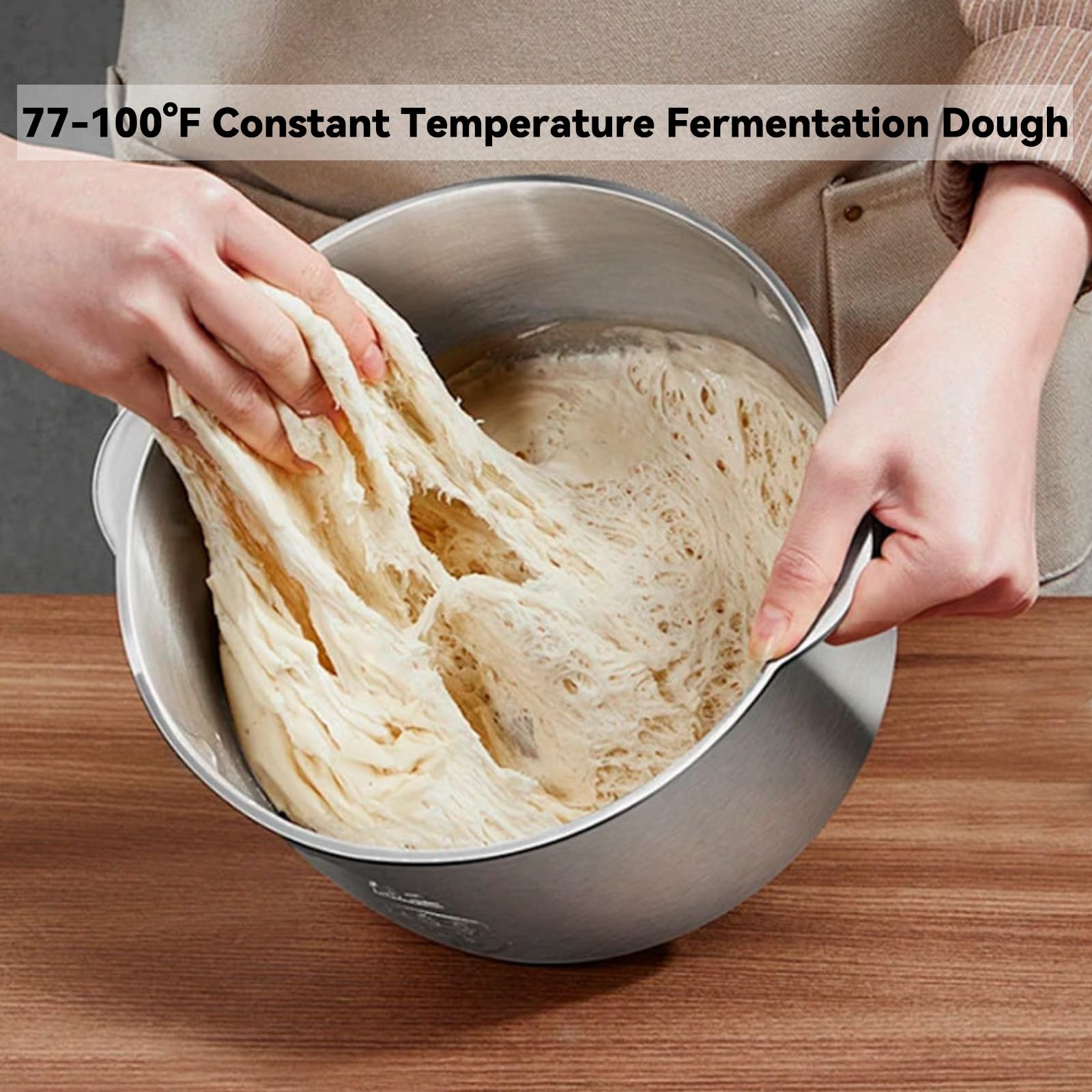 Dough Mixer 7L Large Capacity Electric Dough Maker with Ferment Function for Baking Bread Dough&Pizza Dough - Dough whisk 304 Stainless Steel Blender Add water/seasoning with Top Small Window