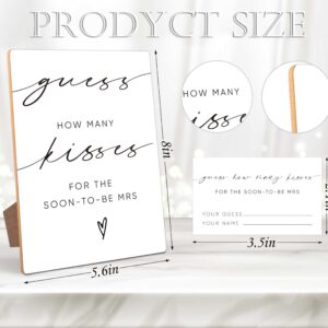 How Many Kisses Bridal Shower Game, Bridal Shower Games, Bridal Shower Decorations, Bridal Party Decorations, Bachelorette Party Games,1 Wooden Play Sign with Stand and 50 Guessing Cards Set