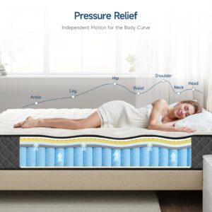 ONBRILL Queen Mattress,10 Inch Hybrid Mattress in a Box with Memory Foam,Motion Isolation Individually Wrapped Pocket Coils Mattress,Medium Firm Queen Bed Mattresses CertiPUR-US Certified