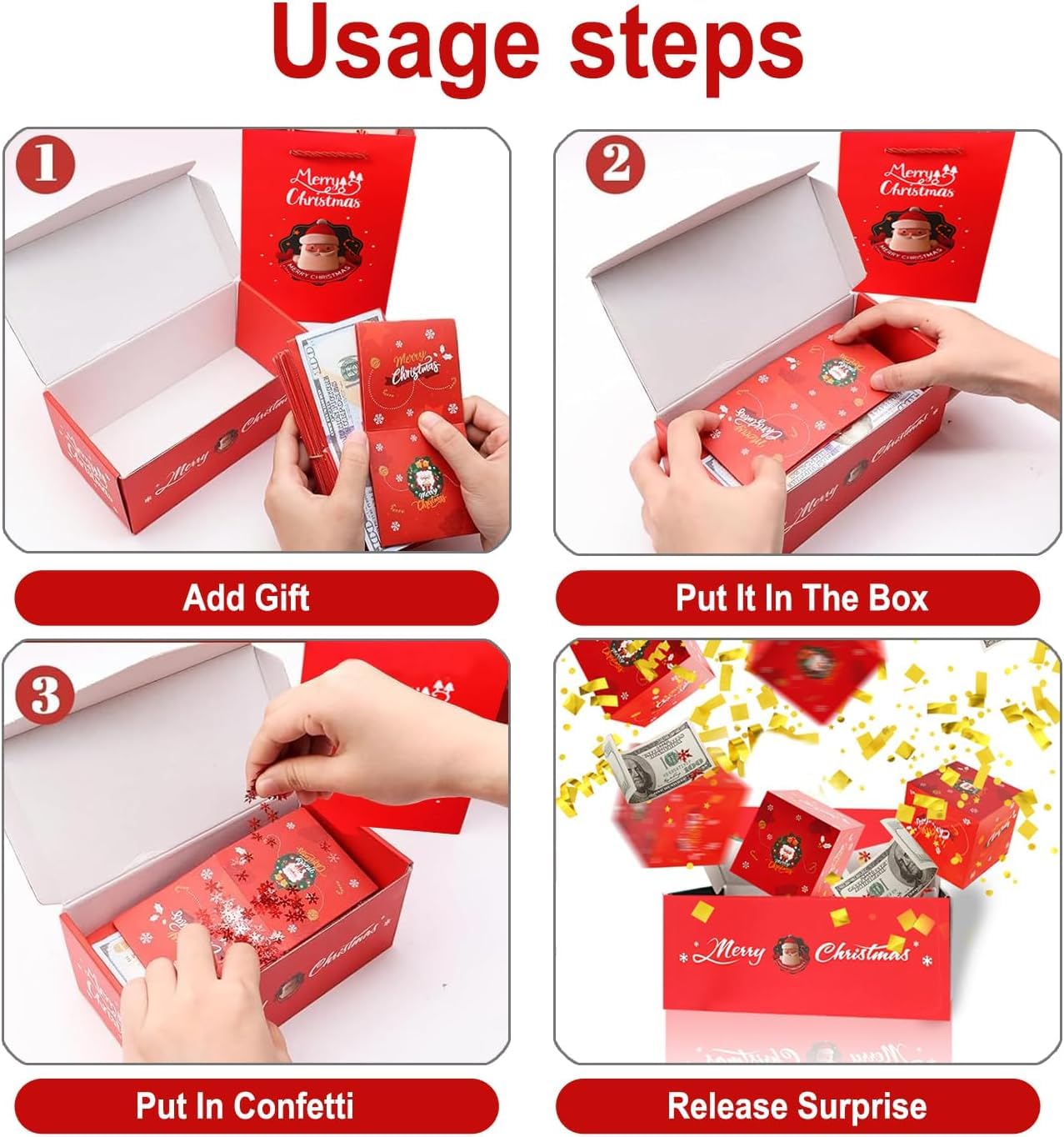 enttgo 16pcs Surprise Gift Box Explosion for Money, 2024 Newly Folding Pop-Up Explosion Gift Box, Surprise Box Gift Box for Money, Christmas Boxes Explosion Gift Box for Money and Birthday