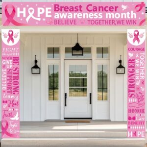 aibiin breast cancer awareness decorations set pink ribbon breast cancer awareness fence banner porch banner kit breast cancer door banner decorations breast cancer awareness party supplies