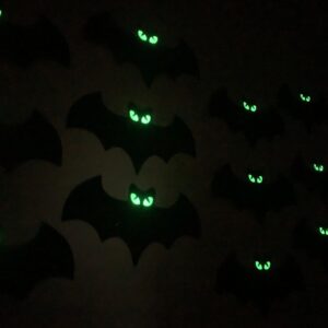 Tinbax Halloween Decorations - 15pcs Glow Eyes Bats Stickers for Halloween Bats Wall Decor