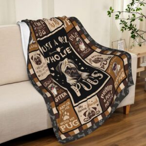 Pug Gifts Blanket 60" X 50" - Christmas Pug Gifts for Pug Lovers - Xmas Pugs Gifts for Women - Pug Mom Gifts - Puppy Gifts for Girls - Gifts for Pug Dog Lovers - Pug Themed Gift for Pug Owners