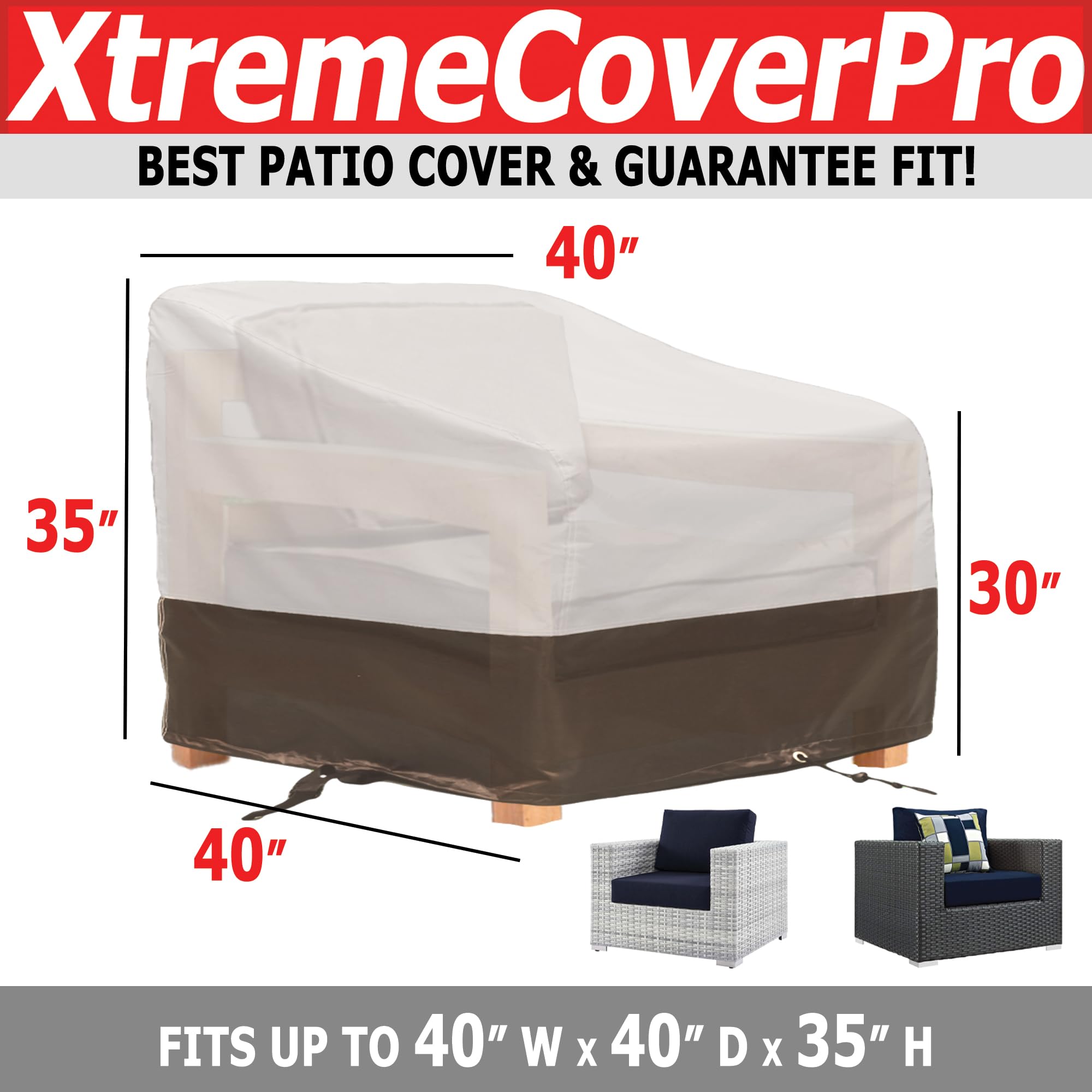 40D x 40W x 35H UV-proof Waterproof Furniture Patio Cover 520D beige brown two tone 40x40x35 breathable dust proof sofa table chair storage bar high chair color black sectional armless 40 40 35 inches