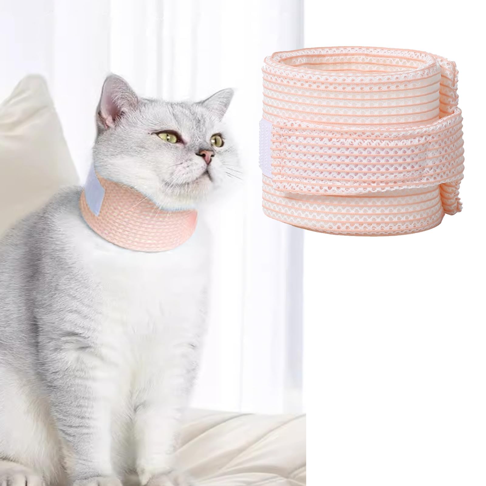 Cat Neck Brace Cover - Breathable & Adjustable Elizabethan Collar for Post-Surgery Recovery Anti-Scratch Anti-Lick Protection, Cervical Cone for Small Medium Large Dogs Puppies Kittens (X-Small,Pink)