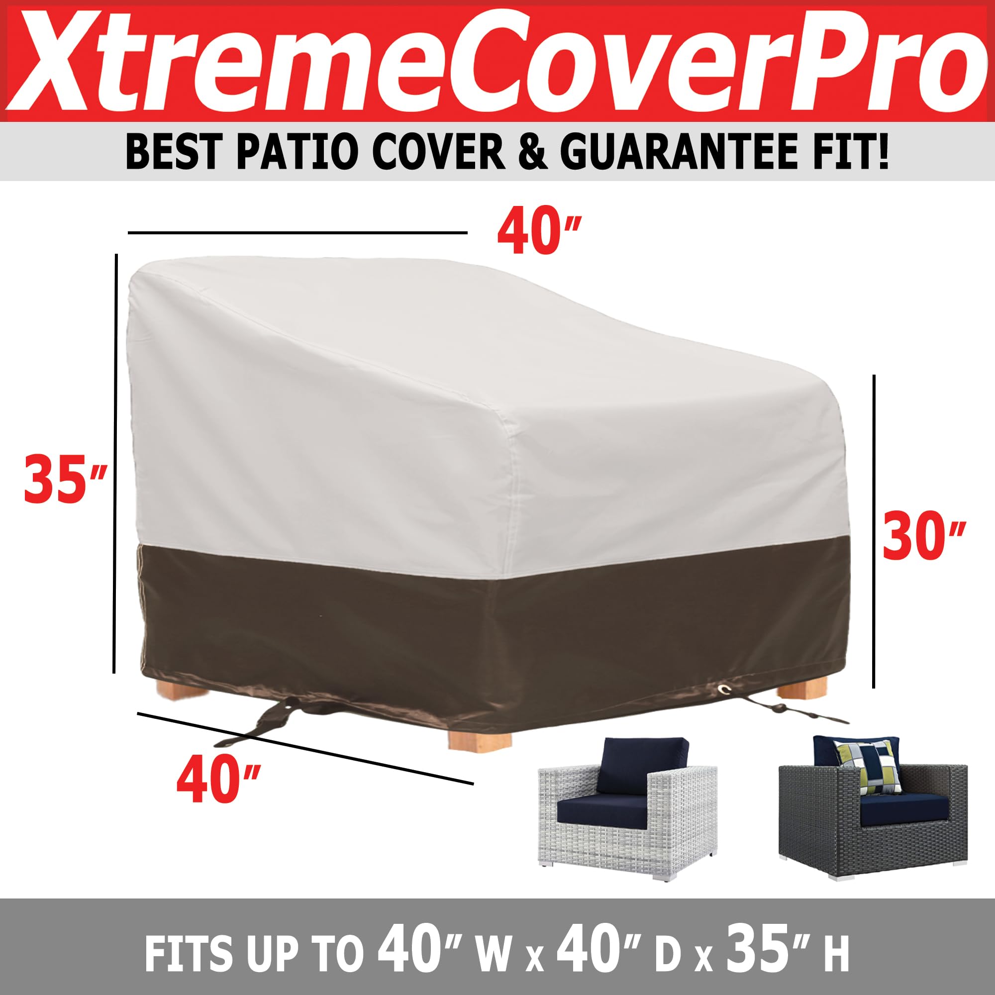 40D x 40W x 35H UV-proof Waterproof Furniture Patio Cover 520D beige brown two tone 40x40x35 breathable dust proof sofa table chair storage bar high chair color black sectional armless 40 40 35 inches