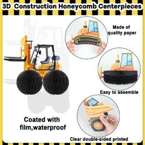 Justforjoyful 9PCS Construction Birthday Party Supplies Construction Honeycomb Centerpieces Construction Car 3D Table Toppers Dump Truck Party Decors for Kids Boys Baby Shower Birthday Party Favors