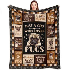 pug gifts blanket 60" x 50" - christmas pug gifts for pug lovers - xmas pugs gifts for women - pug mom gifts - puppy gifts for girls - gifts for pug dog lovers - pug themed gift for pug owners