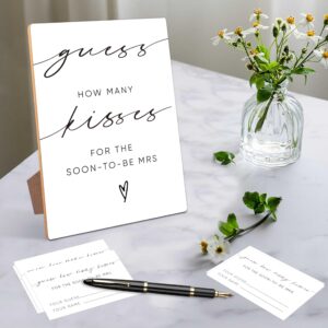 How Many Kisses Bridal Shower Game, Bridal Shower Games, Bridal Shower Decorations, Bridal Party Decorations, Bachelorette Party Games,1 Wooden Play Sign with Stand and 50 Guessing Cards Set