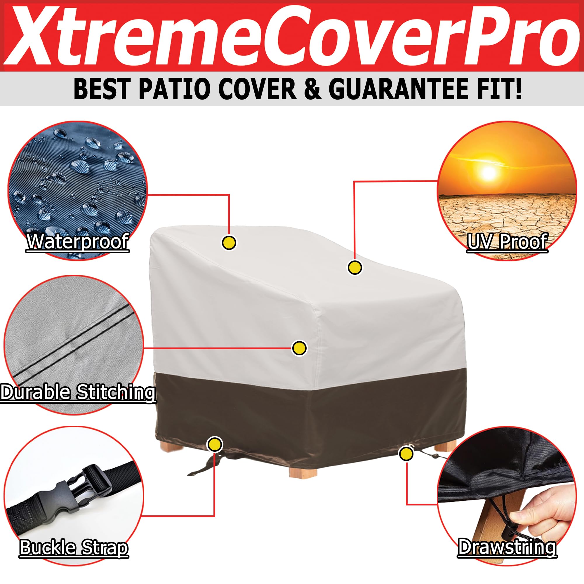 40D x 40W x 35H UV-proof Waterproof Furniture Patio Cover 520D beige brown two tone 40x40x35 breathable dust proof sofa table chair storage bar high chair color black sectional armless 40 40 35 inches