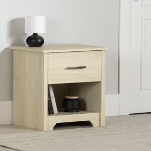 South Shore Fusion 1-Drawer Nightstand-End Table with Storage, Bleached Oak