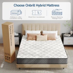 ONBRILL Queen Mattress,10 Inch Hybrid Mattress in a Box with Memory Foam,Motion Isolation Individually Wrapped Pocket Coils Mattress,Medium Firm Queen Bed Mattresses CertiPUR-US Certified