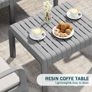 UDPATIO Resin Patio Furniture Set, No Rust Modular Outdoor Sectional Sofa Set, All Weather Patio Conversation Set, for Backyard, Deck, Poolside with Coffee Table, 4pc Grey