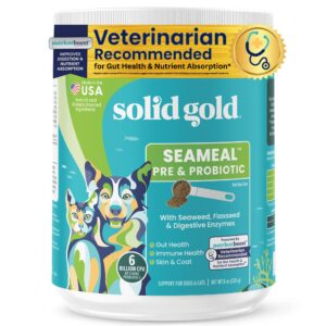 solid gold seameal cat probiotic & dog probiotics for digestive health - kelp powder cat & dog supplement w/prebiotics & digestive enzymes for skin, coat, & gut + immune support (8 ounce (pack of 1))