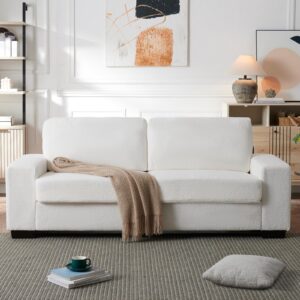 FiveWillowise Comfy Couch, 79-inch Love Seat Couches, Cream Couch, Deep Seat Sofa with Charging Ports and Solid Wood Legs, Cloud Couch Sofa, Small Couches for Living Room Apartment Office, White