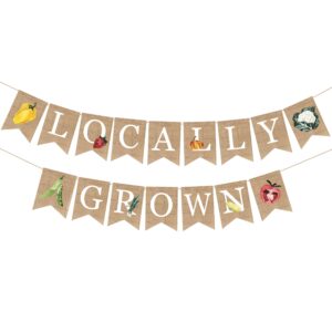 locally grown banner burlap bunting garland for kids farmers market produce stand baby shower wedding or gardener theme farm party photo backdrop