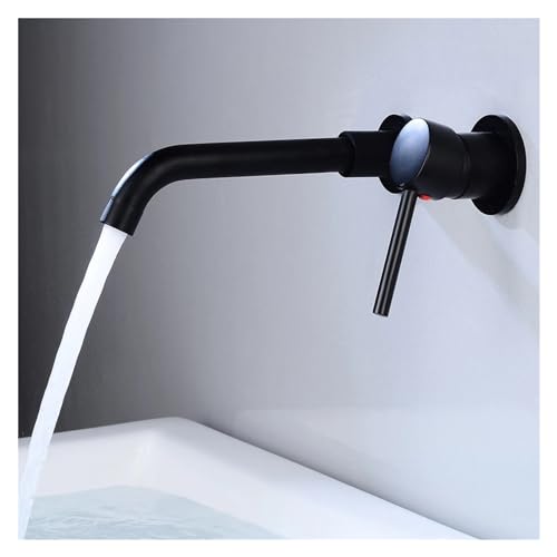 FHSRAEIP Basin Faucet Bath Mixer Bathroom Sink Tap Wall Mount Brass Matt Black with Single Handle Hot Cold Water,Bathroom Vanity Mixer