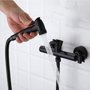 MINJING Toilet Shower Spray Mixer Set Black Multifunction Hot and Cold Wall Mounted Bidet Attachment Faucet Sprayer Kit for Toilet Bathroom Toilet Bidet Mixer Spray Kit