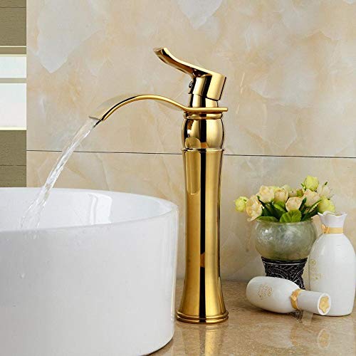 FHSRAEIP Bathroom Sink Faucet, Basin Faucets Bathroom Waterfall Faucet Single Handle Basin Mixer Tap Bath Faucet Brass Sink Hot and Cold Faucet,Bathroom Vanity Mixer