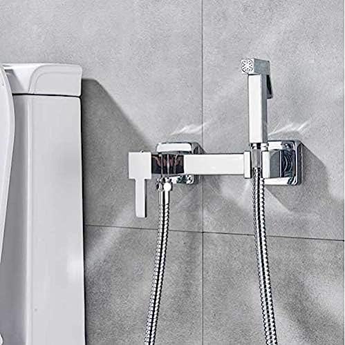 MINJING Bidet Faucet Bright Chrome Handheld Toilet Bidet Sprayer Set Self Cleaning Hand Bidet Faucet Bathroom Hand Sprayer Shower Head