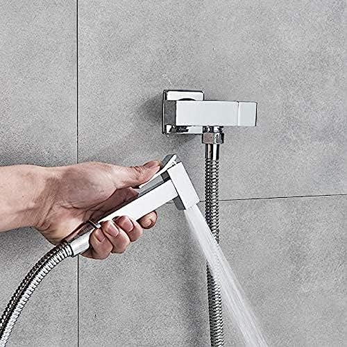 MINJING Bidet Sprayer Head Wall Mounted Bathroom Bidet Faucet Shower Faucet Toilet Bidet Muslim Brass Washer Tap-Black Bronze Bidet,Chrome Bidet Faucet