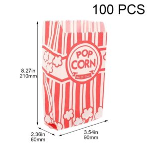 Luxylei Paper Popcorn Bags 100 Pack Popcorn Bags Bulk Popcorn Containers Movie Night Supplies Reusable Popcorn Bags for Party Events Gatherings