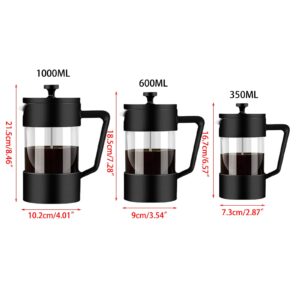 Csnbfiop 350/600/1000ml Thickened Glass Coffee Press- Espresso- Coffee Tea Maker Coffee Hand-Made Pot Frothed Milk Press